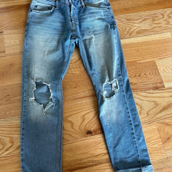 Topman | Jeans | Topman Ripped Skinny Roll Bottom Jeans | Poshmark